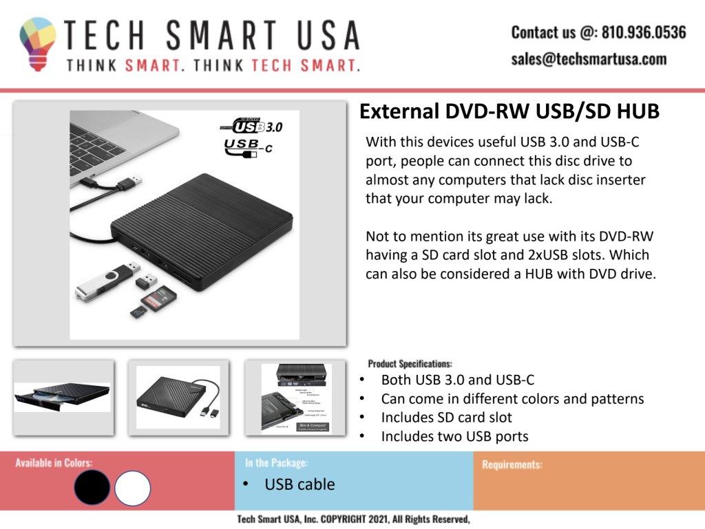 External DVD-RW USB/SD HUB - Tech Smart USA